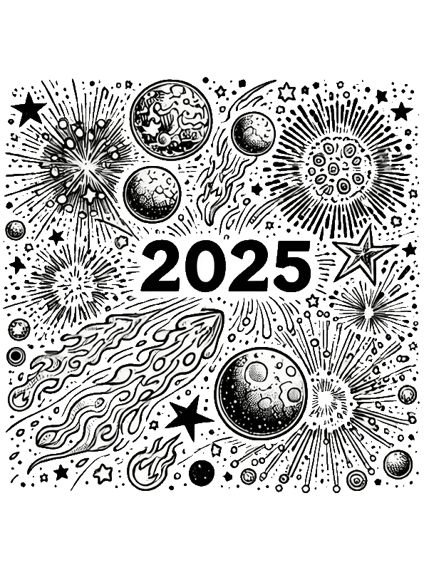 Kids-n-fun.de | Malvorlage Frohes 2025 Frohes 2025